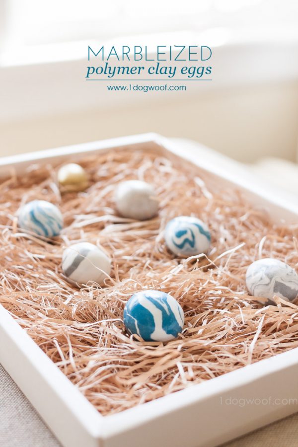 Marbleized Polymer Clay Eggs - One Dog Woof